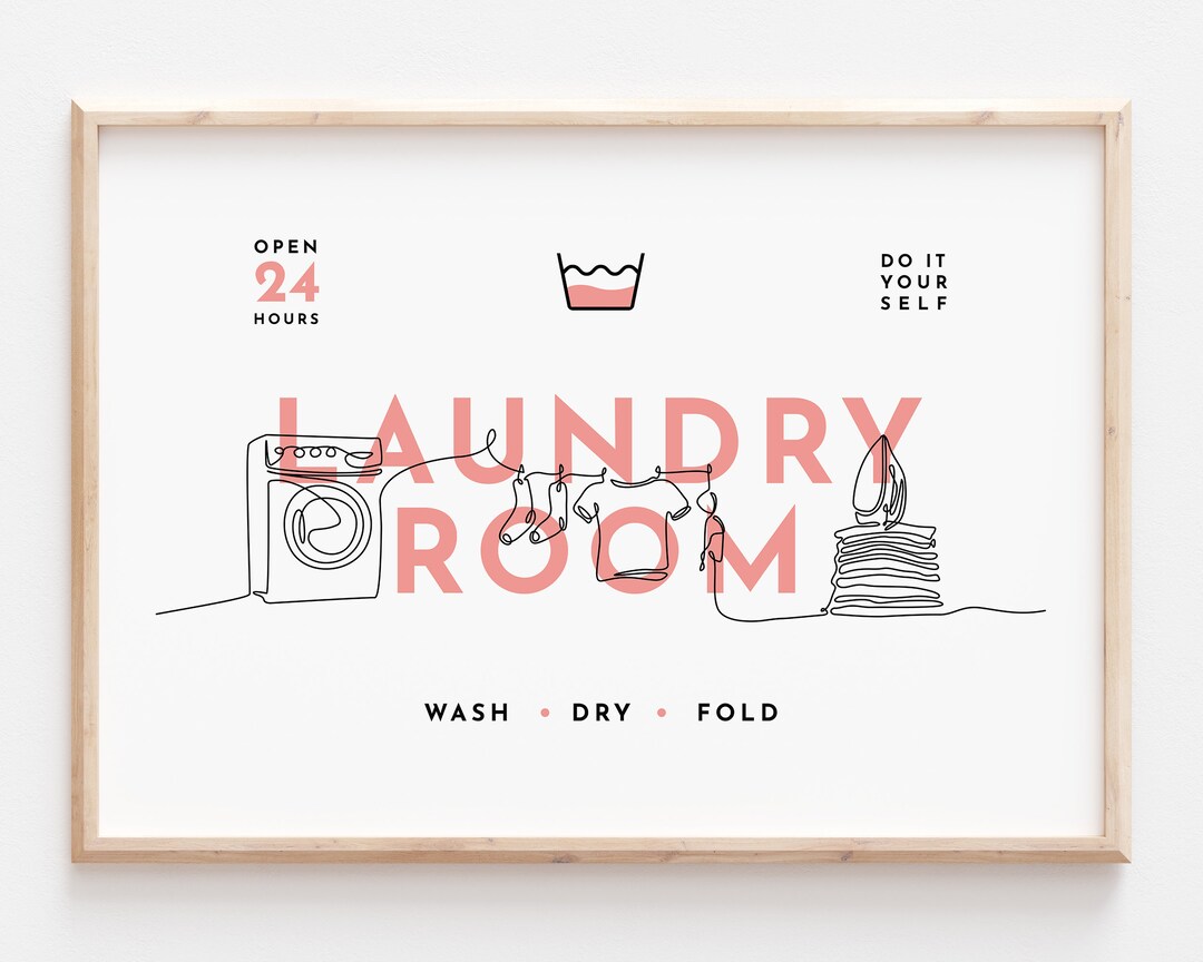 Lr10/wash-dry-fold, Horizontal, Laundry Room Sign, Single Line Art ...