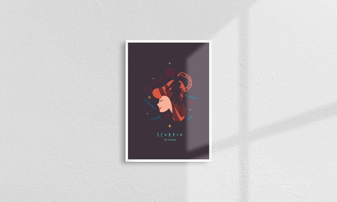 Scorpio Zodiac Print Feminine, Birthday Gift, Present, Zodiac Sign ...