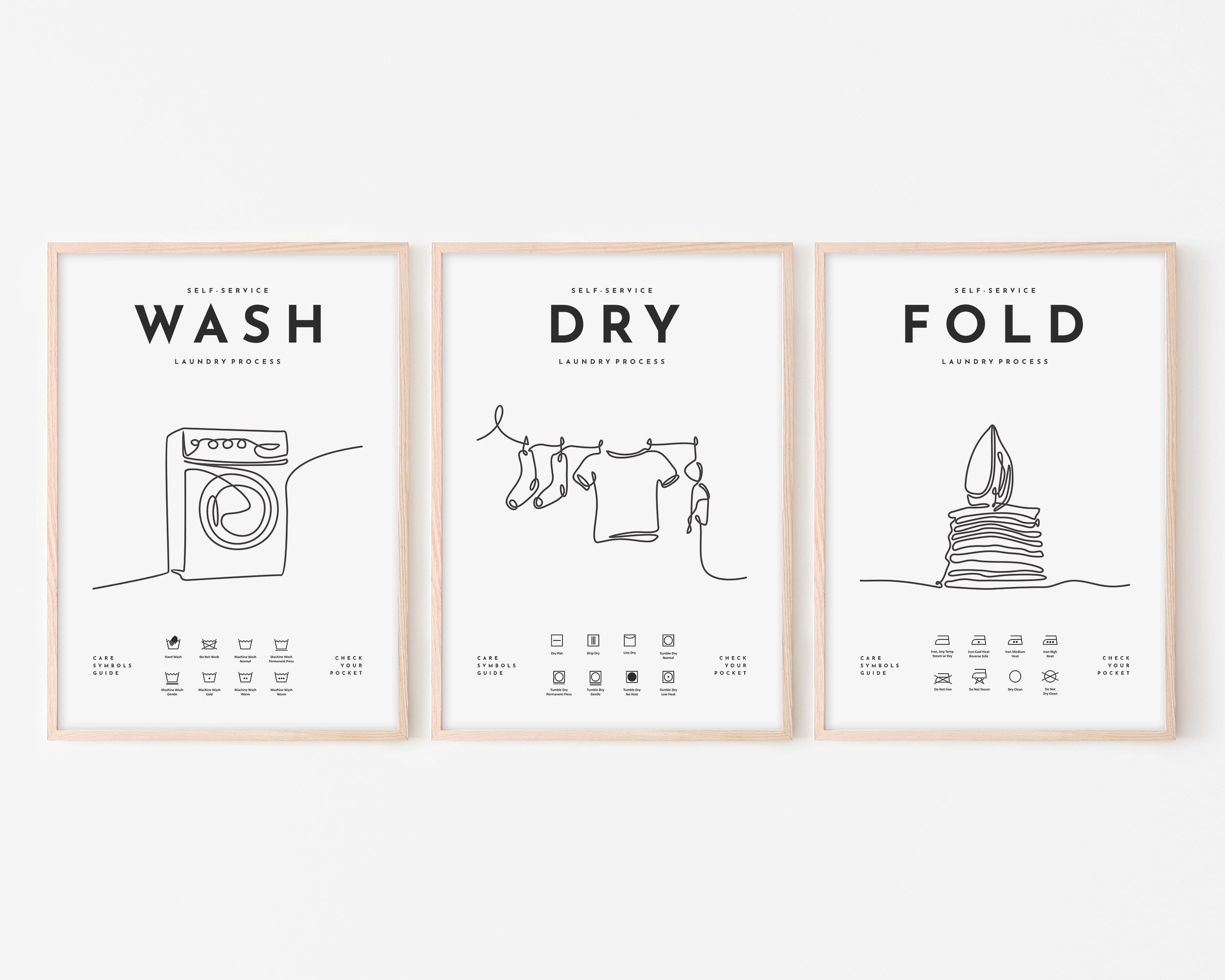 Lr05/wash-dry-fold Laundry Room Poster Three Pieces Print - Etsy UK