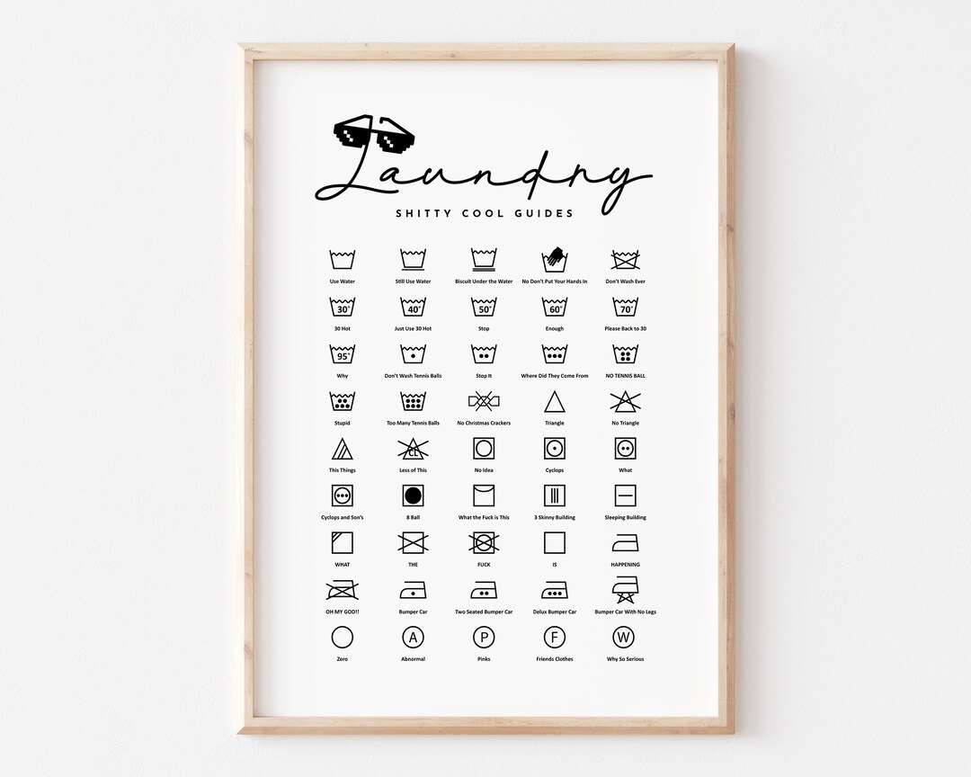 Funny Laundry Symbols Guide Poster, Wacky Meaning Print (digital ...