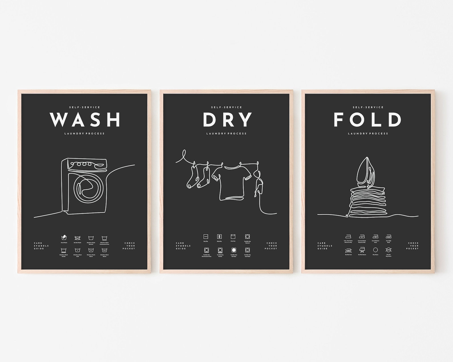Lr06/wash-dry-fold Laundry Room Poster Three Pieces Print - Etsy