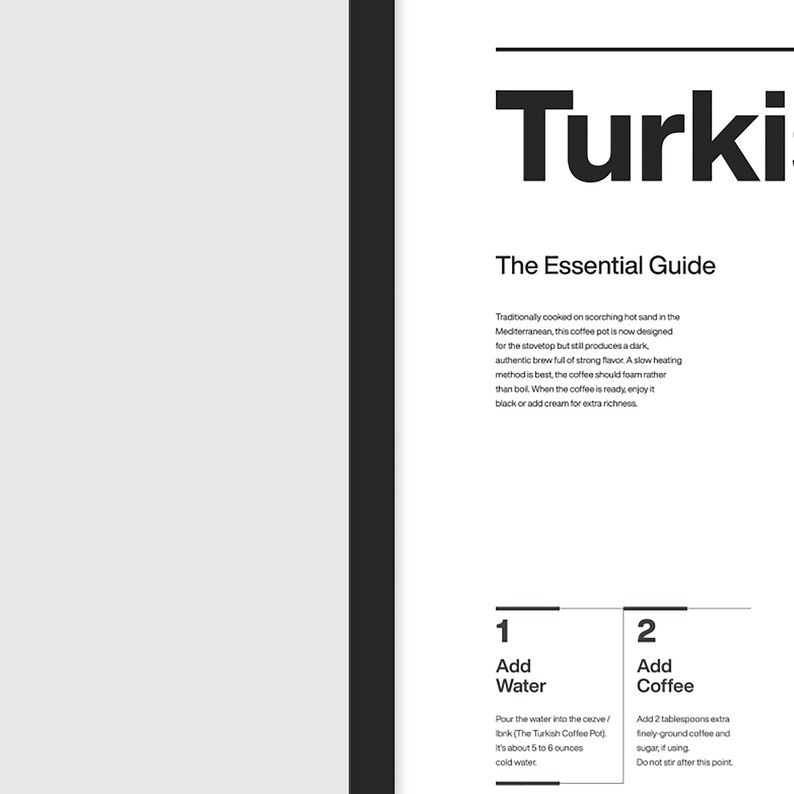 Turkish Coffee Brewing Guide Print, Minimalist Line Art (digital ...