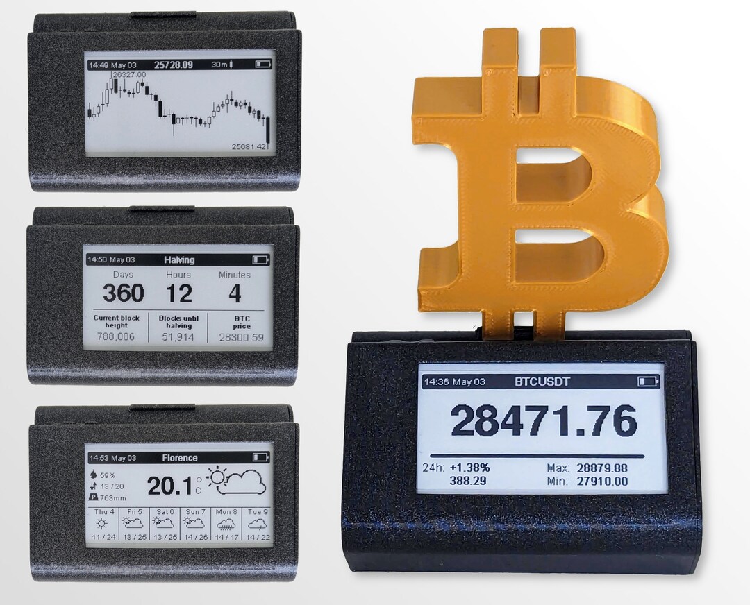 Multipurpose E-ink Bitcoin Wifi Price Tracker. Months Long Battery Life - Etsy