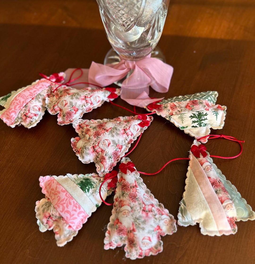 Pink Santa Garland,handmade Christmas Banner,girly Holiday,nostalgic ...