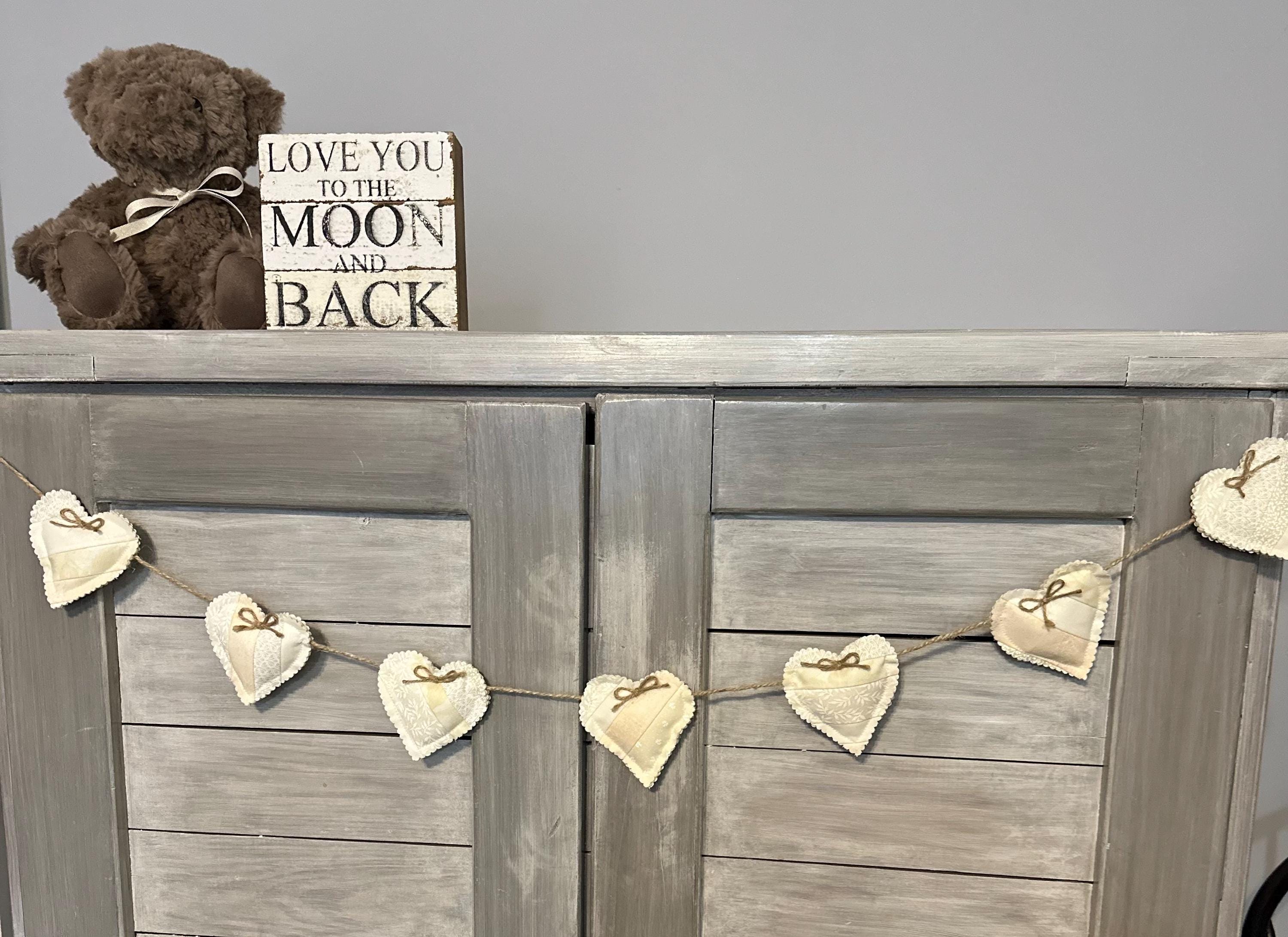 Ivory Heart Garland,ivory Stuffed Hearts,white Farmhouse,wedding Table ...