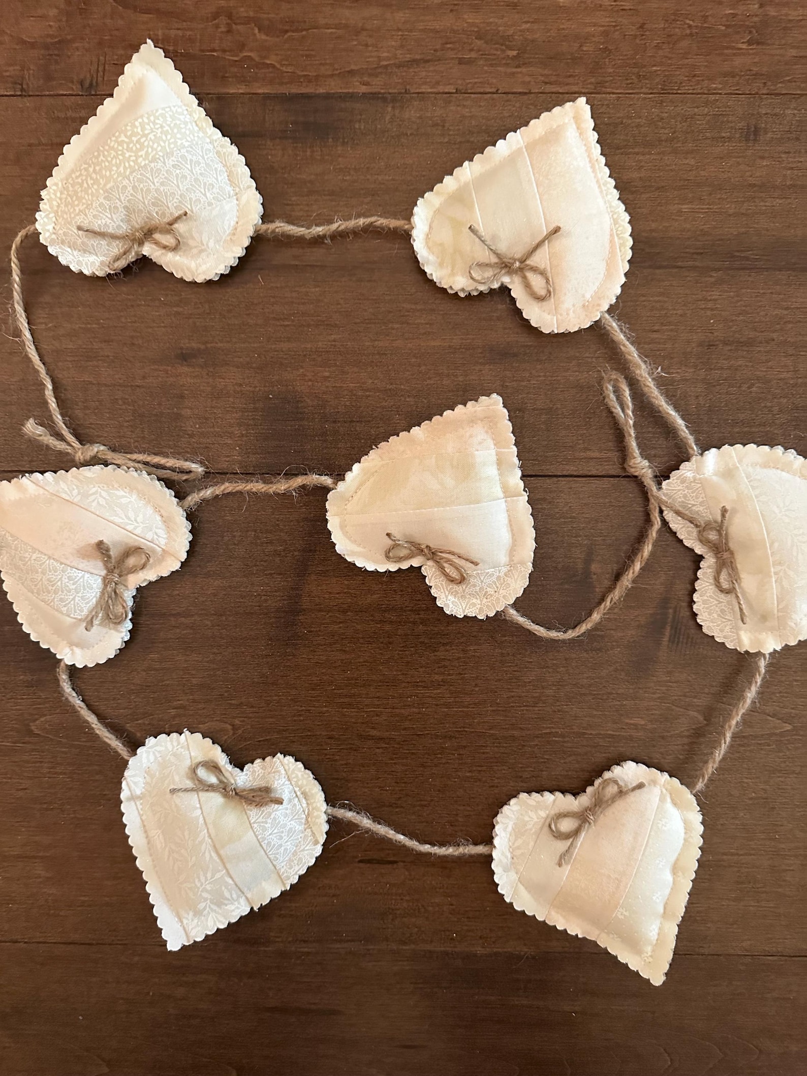 Ivory Heart Garland,ivory Stuffed Hearts,white Farmhouse,wedding Table ...