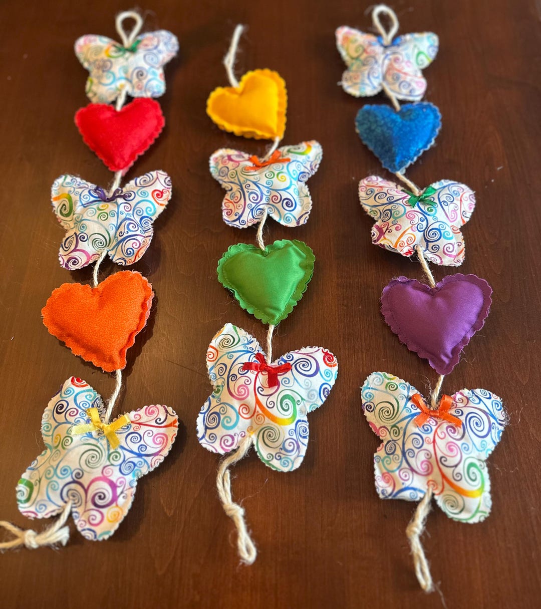 Rainbow Butterfly Vertical Garland,hanging Butterflies and Hearts ...