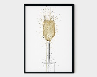 Champagne Print | Etsy