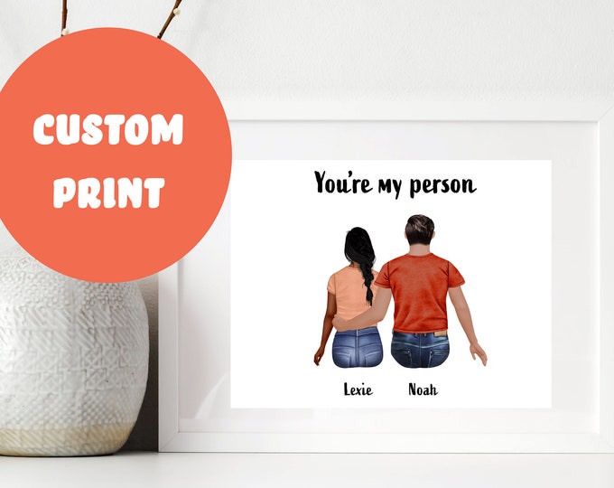 Custom Couple Portrait, Personalized Portrait, Boyfriend Girlfriend ...