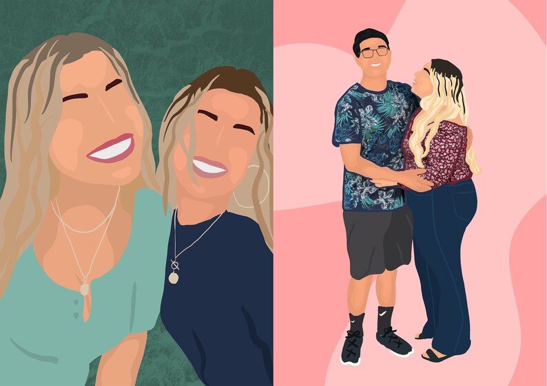 Best Friends Faceless Portrait BFF Portrait from Photo | Etsy