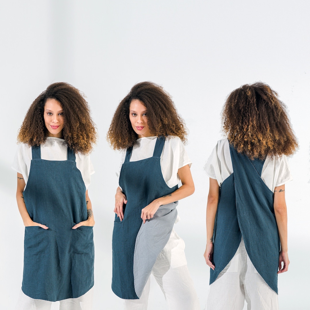 Durable Linen Pottery Apron | Natural Potter's Apron With Pockets ...