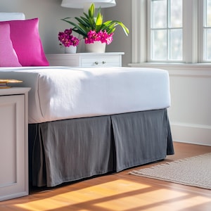 Custom Linen Bed Skirt With Kick Pleats | Organic Linen Bed Skirt ...