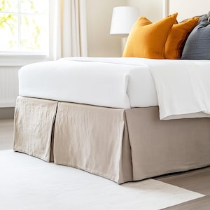 Custom Linen Bed Skirt With Kick Pleats | Organic Linen Bed Skirt ...