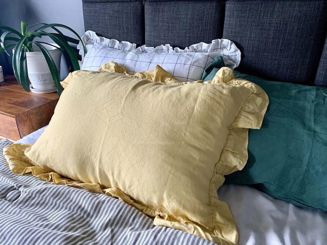 RUFFLED PILLOW CASES | Custom-sized Shams All-sided Ruffled Linen ...