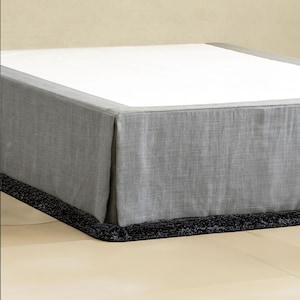 Custom Linen Bed Skirt With Kick Pleats | Organic Linen Bed Skirt ...