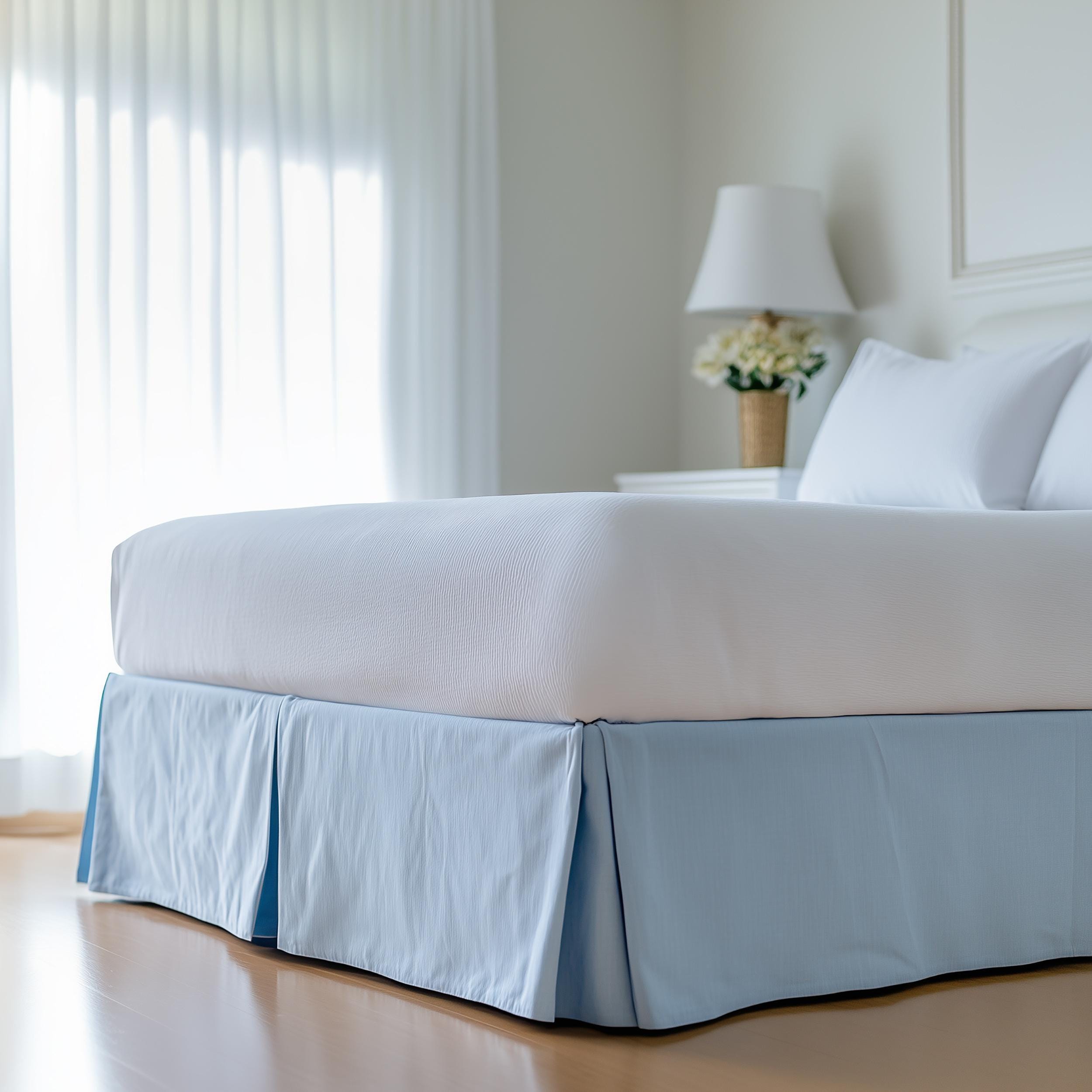 Custom Linen Bed Skirt With Kick Pleats | Organic Linen Bed Skirt ...