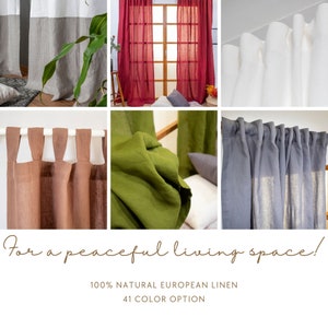 TWO COLOR Linen Curtain Extra Long and Wide Custom Width Linen Curtains ...