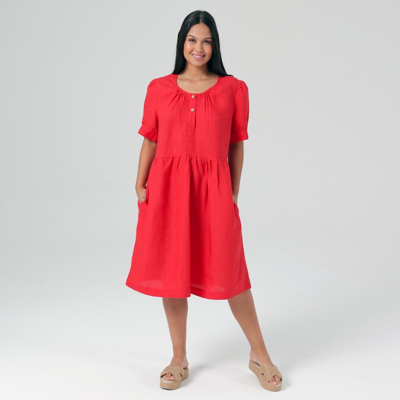 Red Linen Dress - Etsy