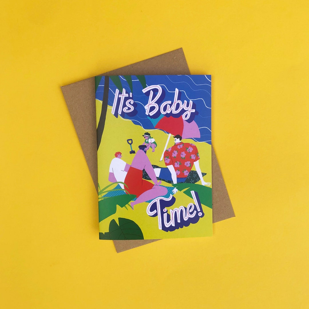 It's Baby Time - Two Dads New Baby Card, New Arrival, Adoption, LGBTQ+ ...