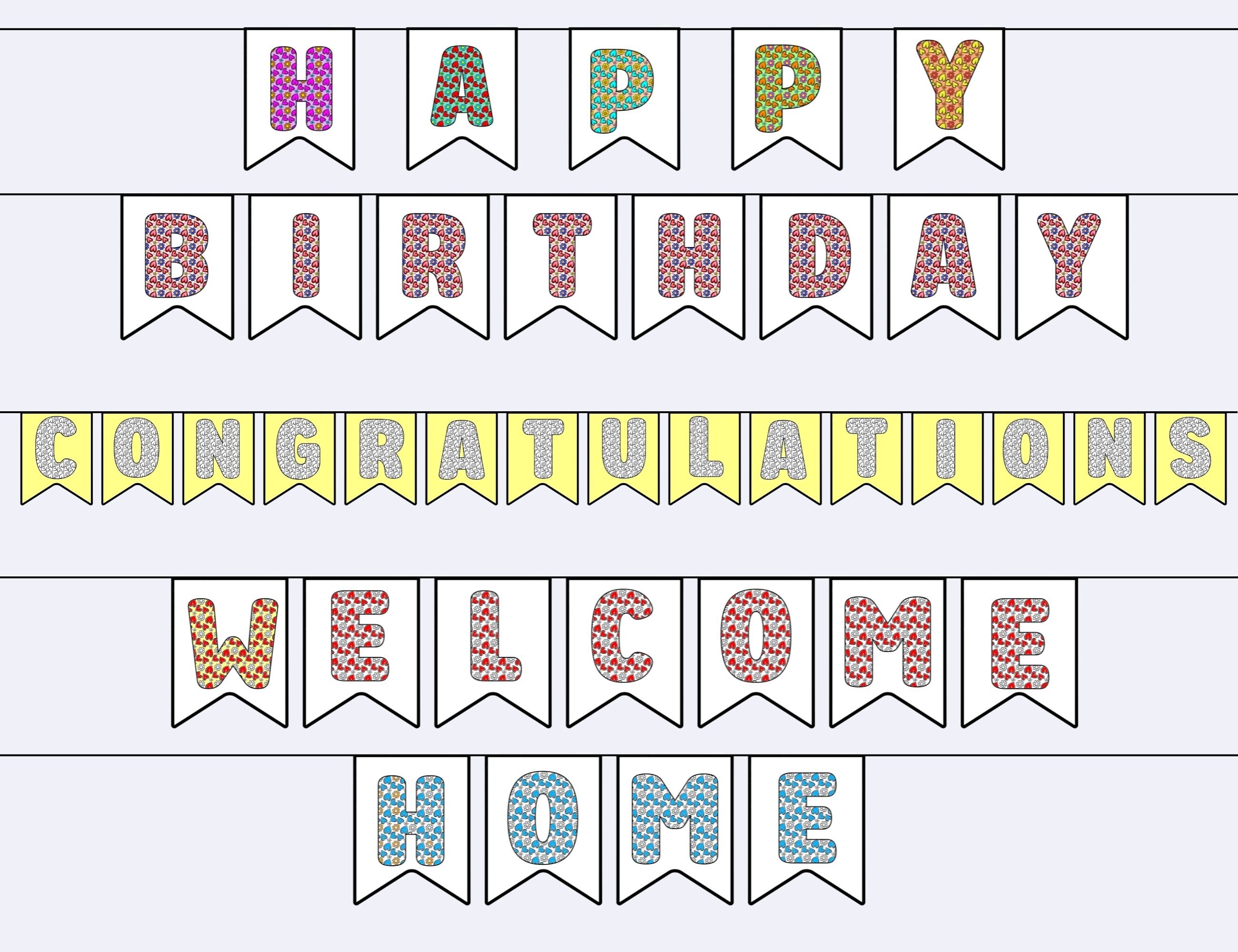 DIY Personalized Bunting PRINTABLE Happy Birthday Buntings Color in ...