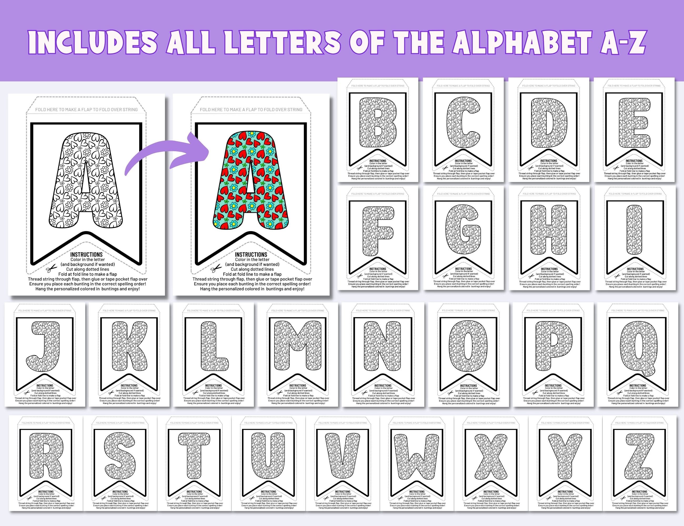 DIY Personalized Bunting PRINTABLE – Happy Birthday Buntings – Color in ...