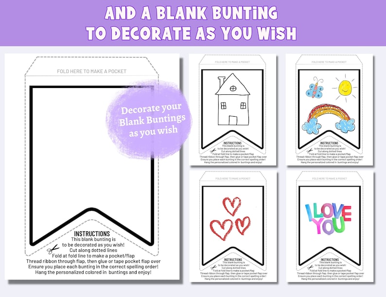 DIY Personalized Bunting PRINTABLE – Happy Birthday Buntings – Color in ...