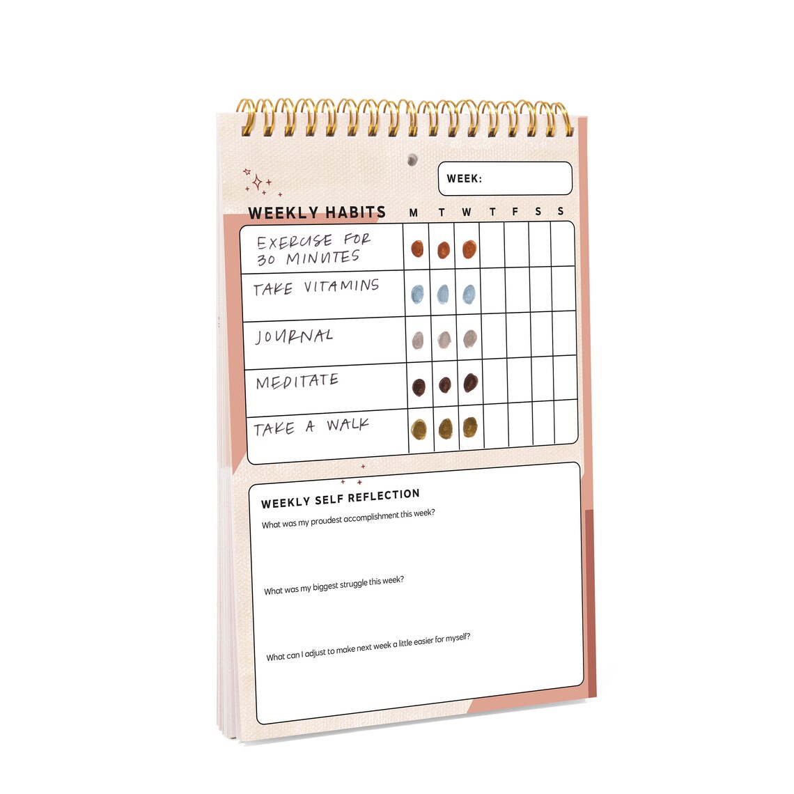 The 5 Habit Tracker Weekly Habit Tracker Notebook, Undated Wellness ...