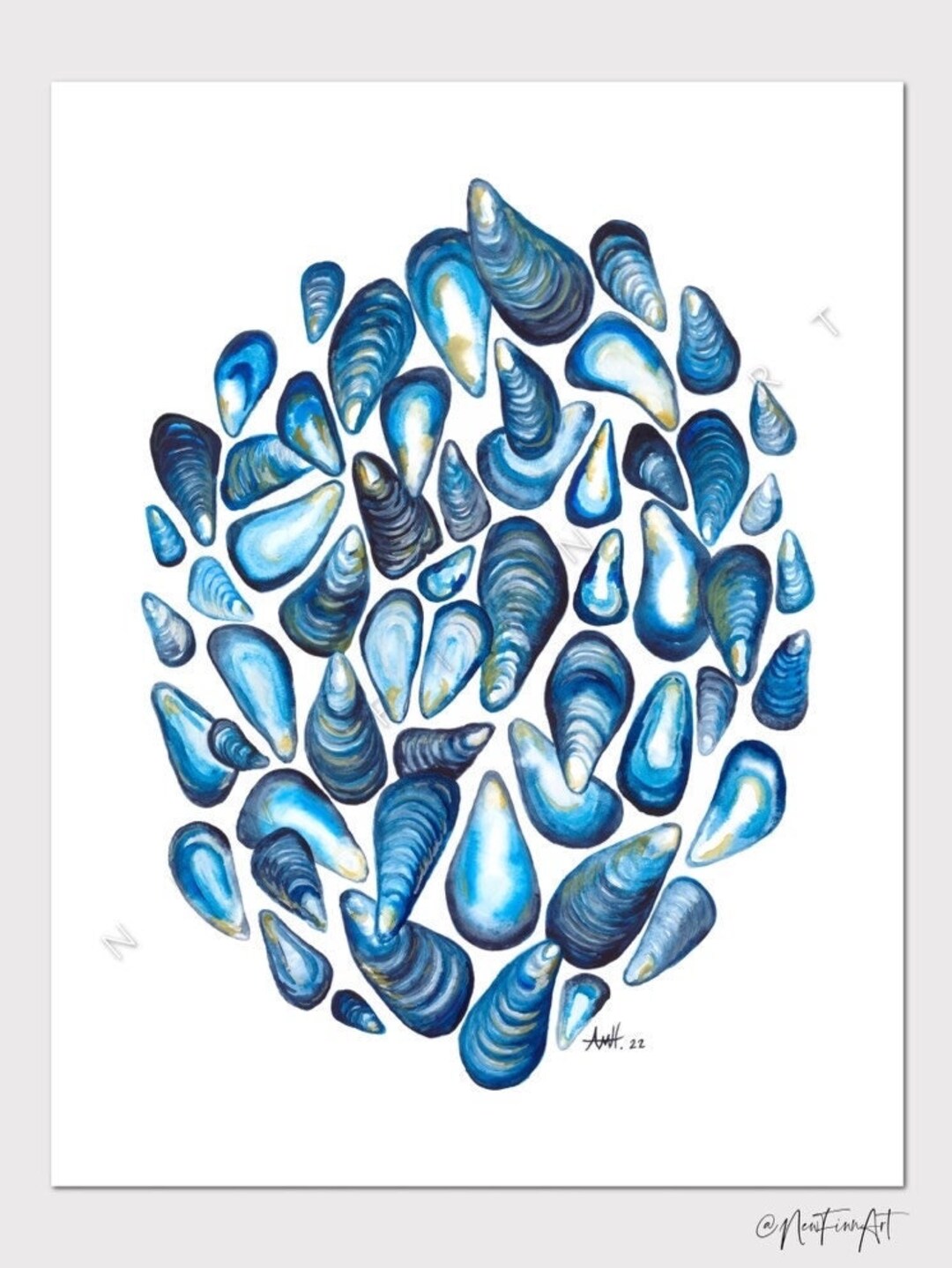 Newfoundland "shore Mussels" Watercolour Painting Fine Art Print - New ...