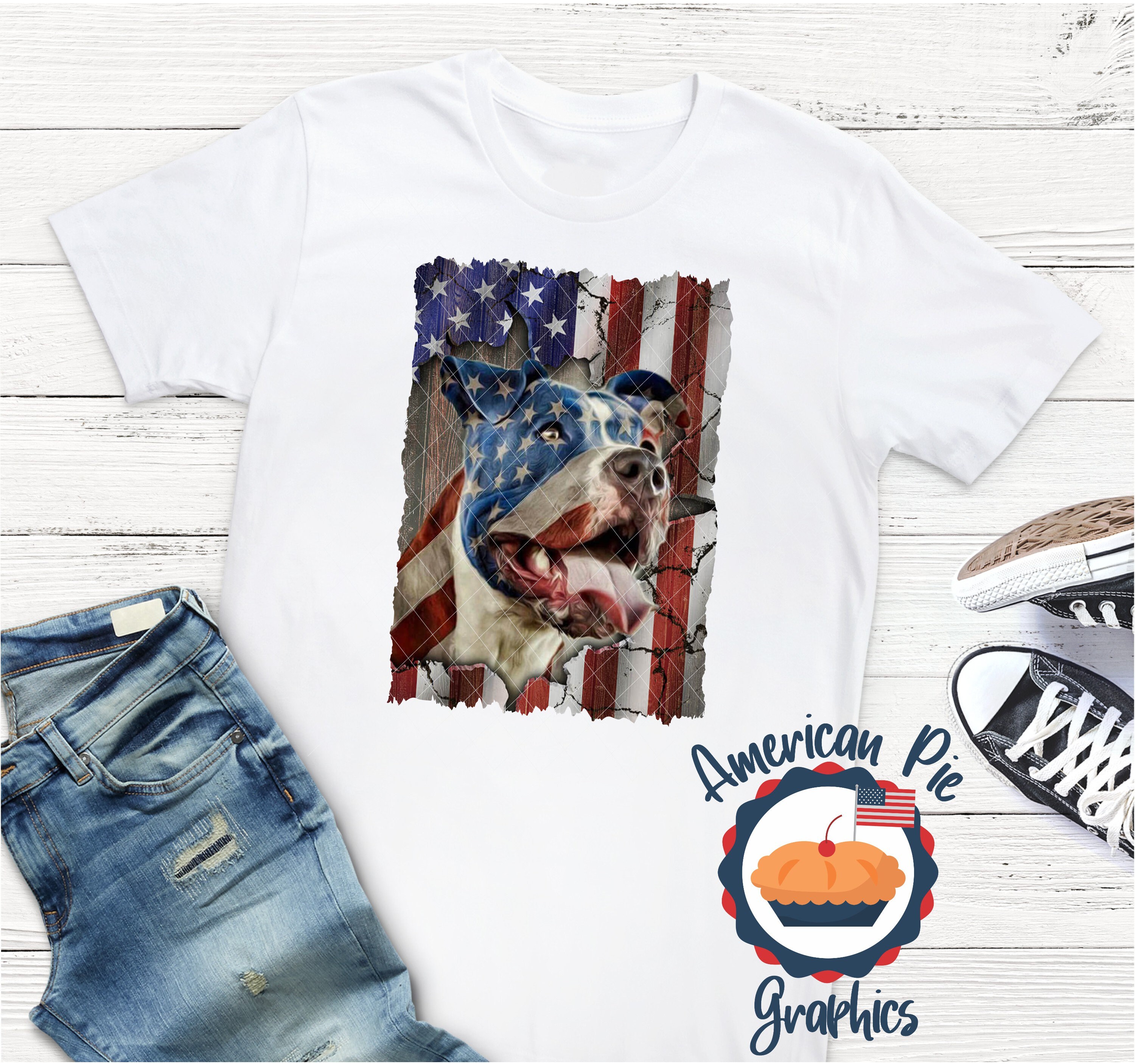Pitbull American Flag PNG Patriotic USA Design Pit Bull Dog Clipart for ...
