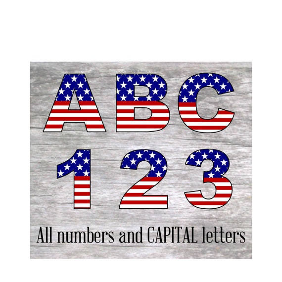 Stars & Stripes Alpha Pack American Patriotic USA Flag Letters | Etsy