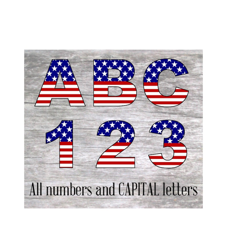 Stars & Stripes Alpha Pack American Patriotic USA Flag Letters Alphabet ...