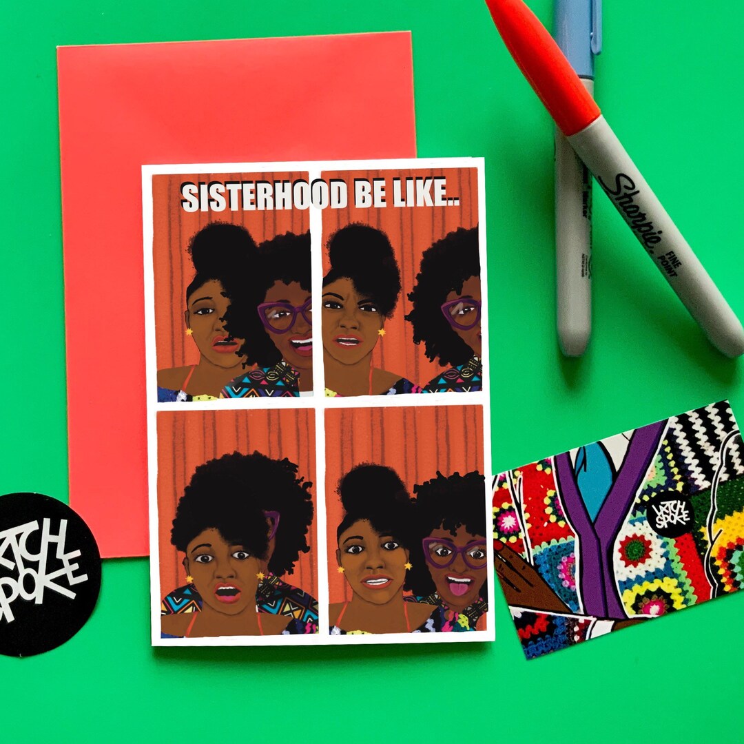 Sisterhood Card, Friendship Card, Black Women, Just Because Card, Afro ...