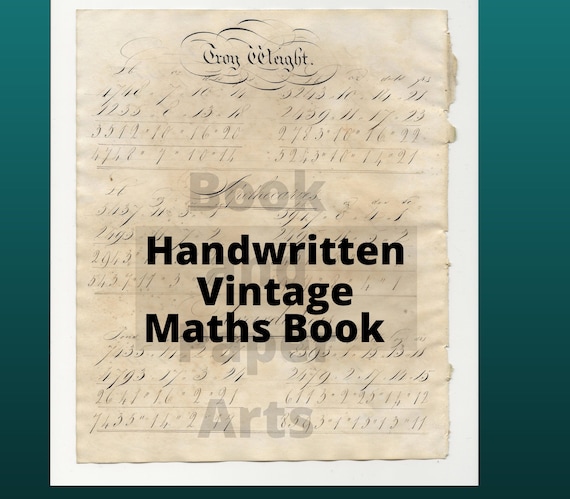 Handwritten Maths Book 1832 Digital Scans Calligraphy Numbers - Etsy