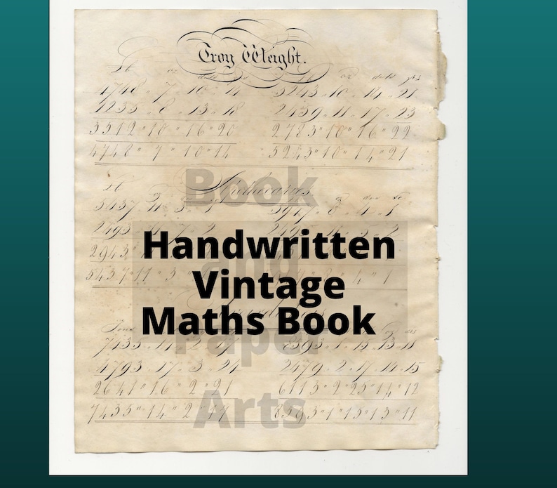 Handwritten Maths Book 1832 Digital Scans Calligraphy Numbers Tables ...