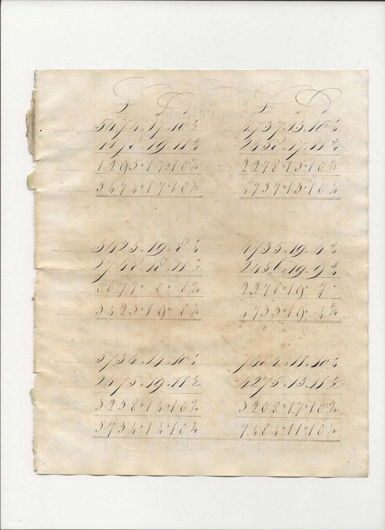 Handwritten Maths Book 1832 Digital Scans Calligraphy Numbers Tables ...