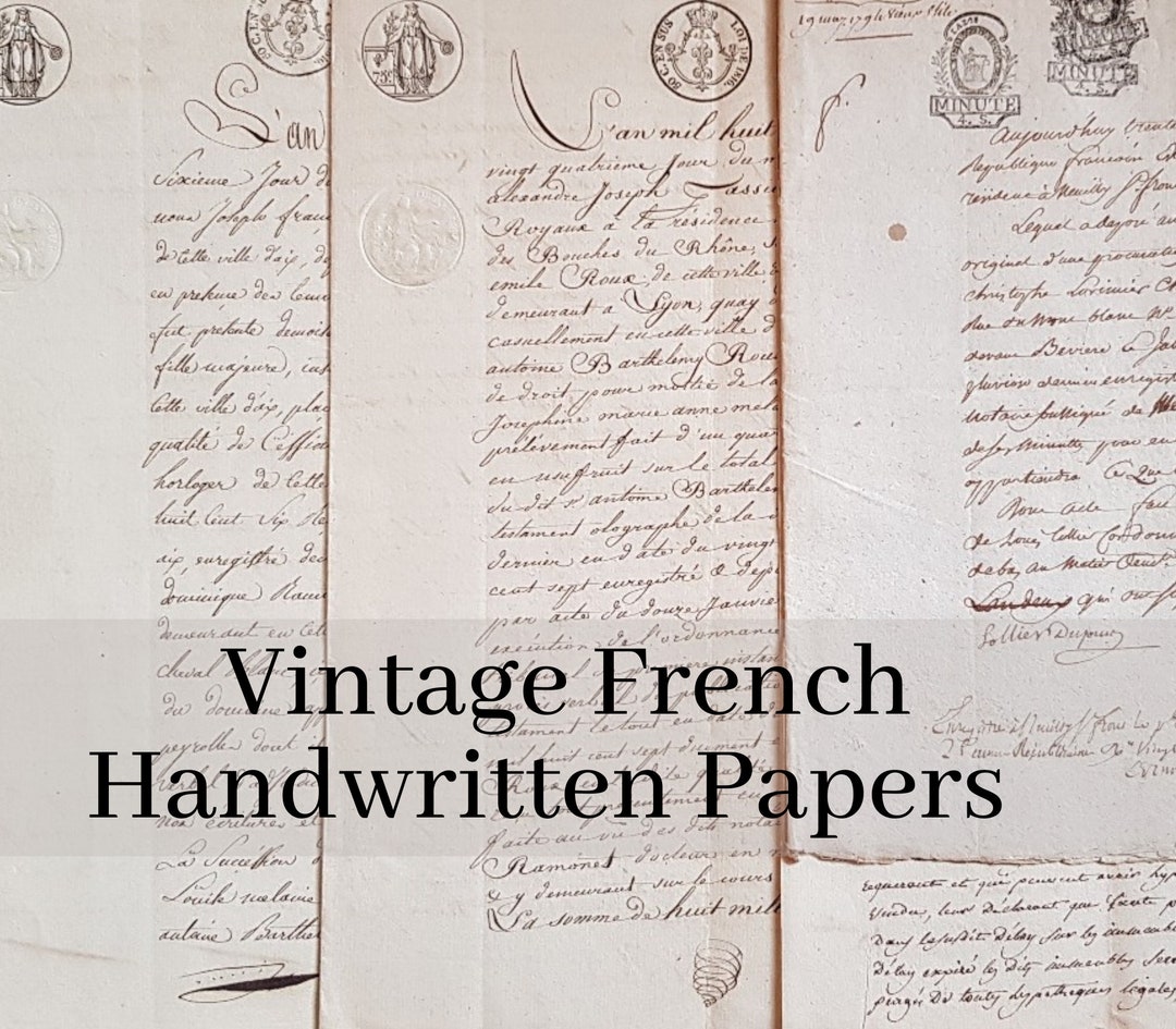 Vintage French Handwritten Docs Printables Ephemera Junk Journal ...