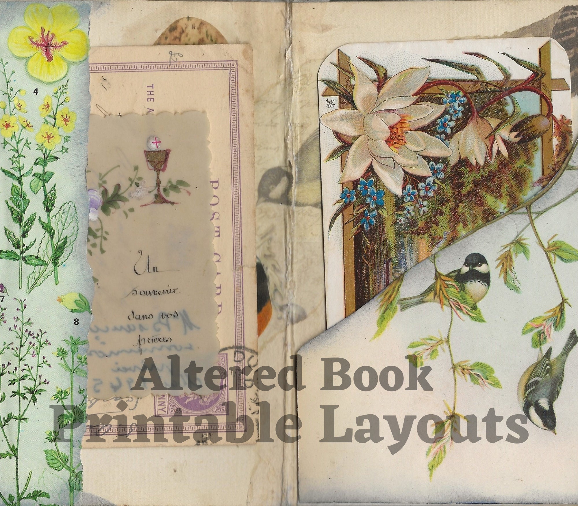 Altered Book Printable Layouts Scans, Vintage Paper Ephemera, Junk ...