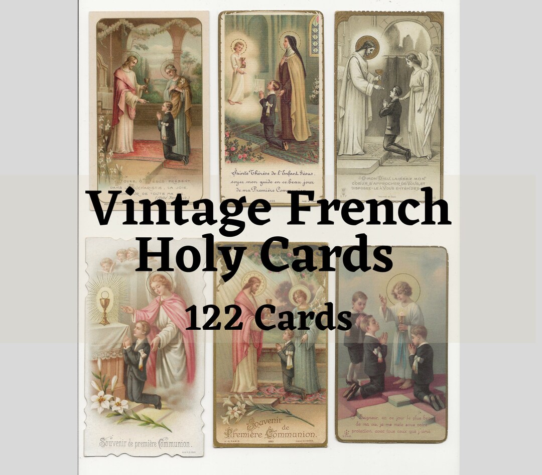 Vintage French Holy Cards Printables Digital - 122 Cards - Bible ...