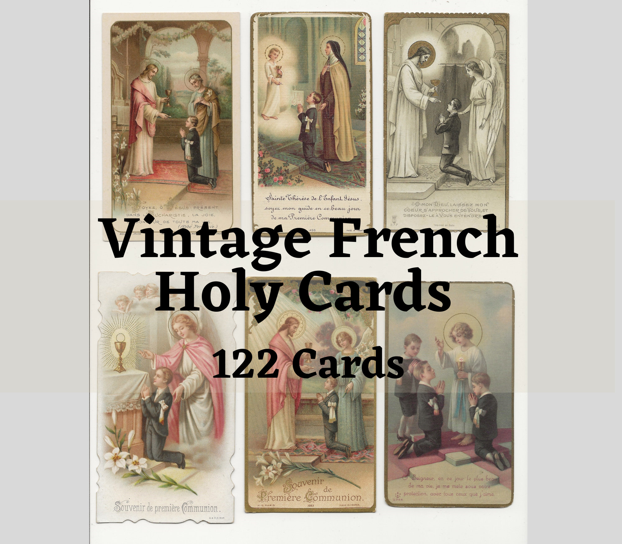 Vintage French Holy Cards Printables Digital - 122 Cards - Bible ...