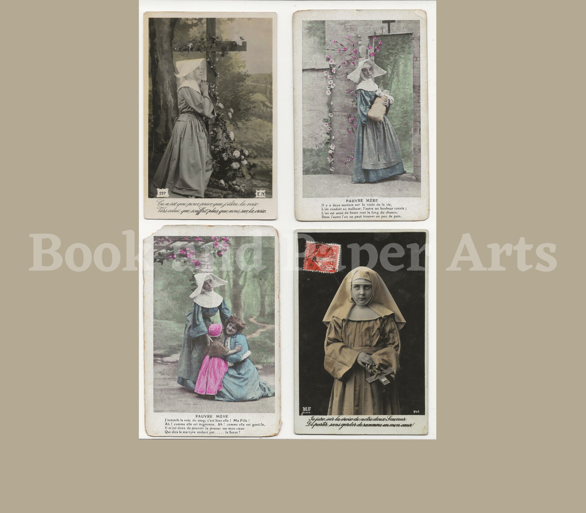 Vintage Nun 28 Post Cards French Printables Digital: Bible Journal ...