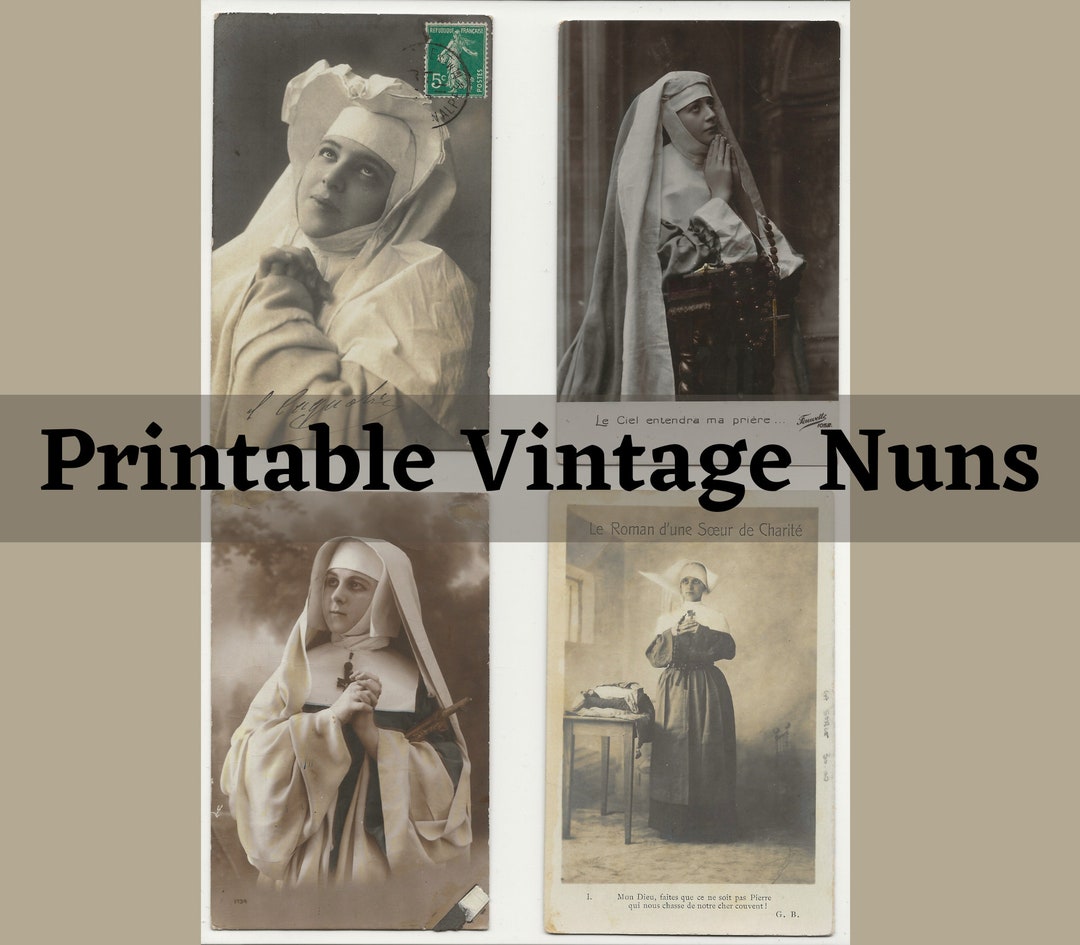 Vintage Nun 28 Post Cards French Printables Digital: Bible Journal ...