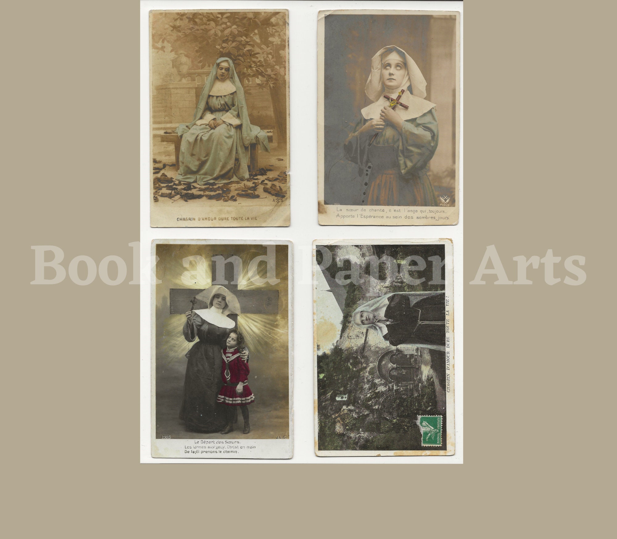 Vintage Nun 28 Post Cards French Printables Digital: Bible Journal ...