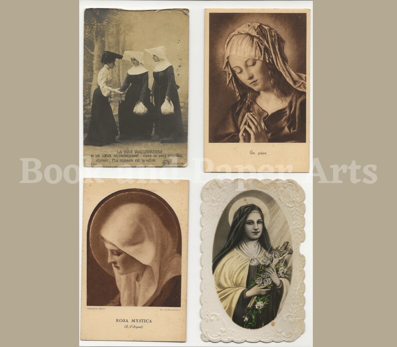 Vintage Nun 28 Post Cards French Printables Digital: Bible Journal ...