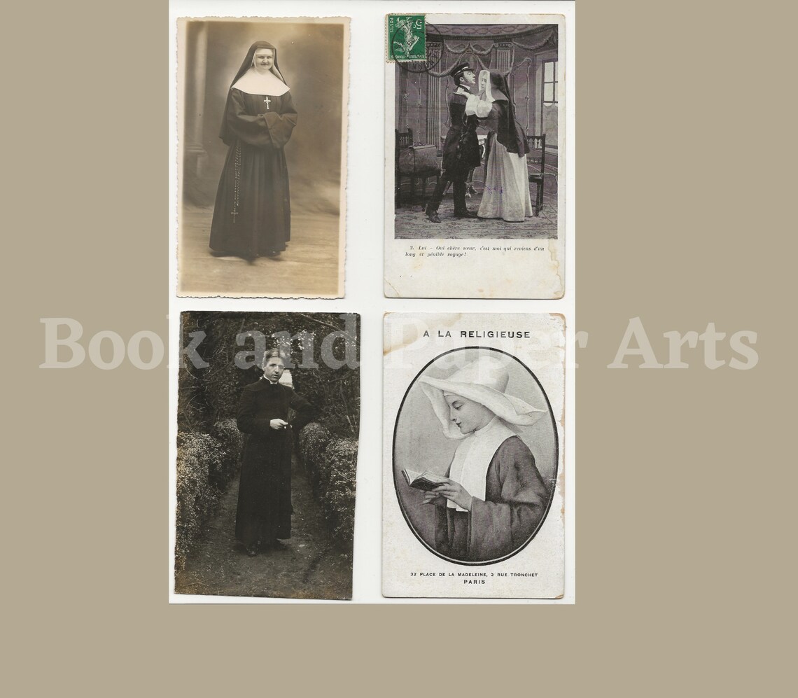 Vintage Nun 28 Post Cards French Printables Digital: Bible Journal ...