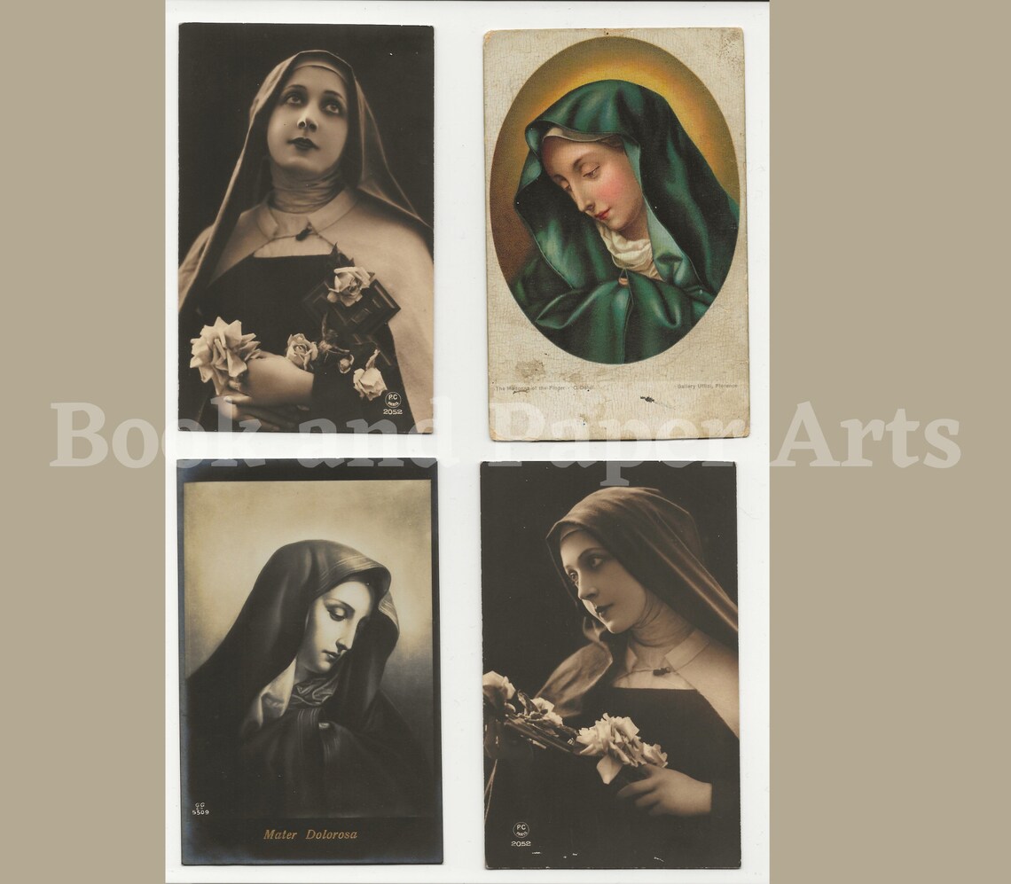 Vintage Nun 28 Post Cards French Printables Digital: Bible Journal ...