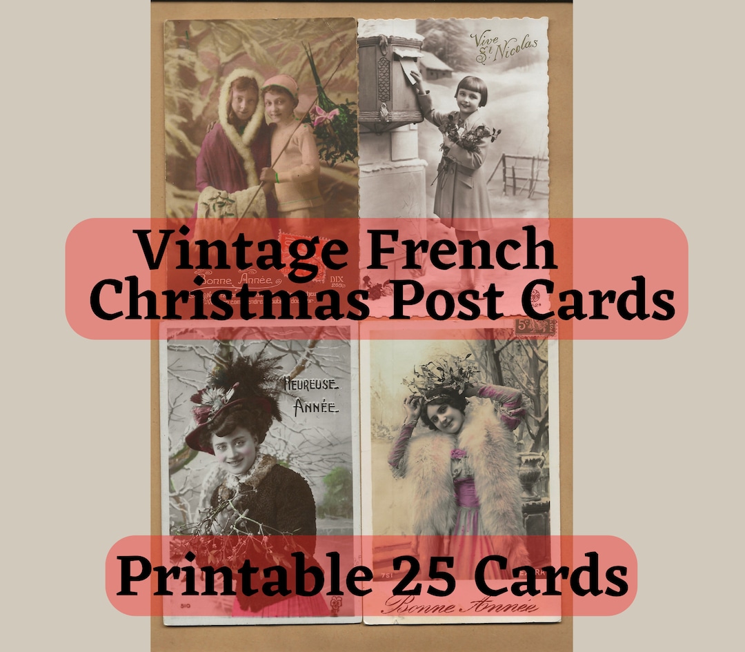 Christmas 25 Vintage French Post Cards Printables Scans Holiday Making ...