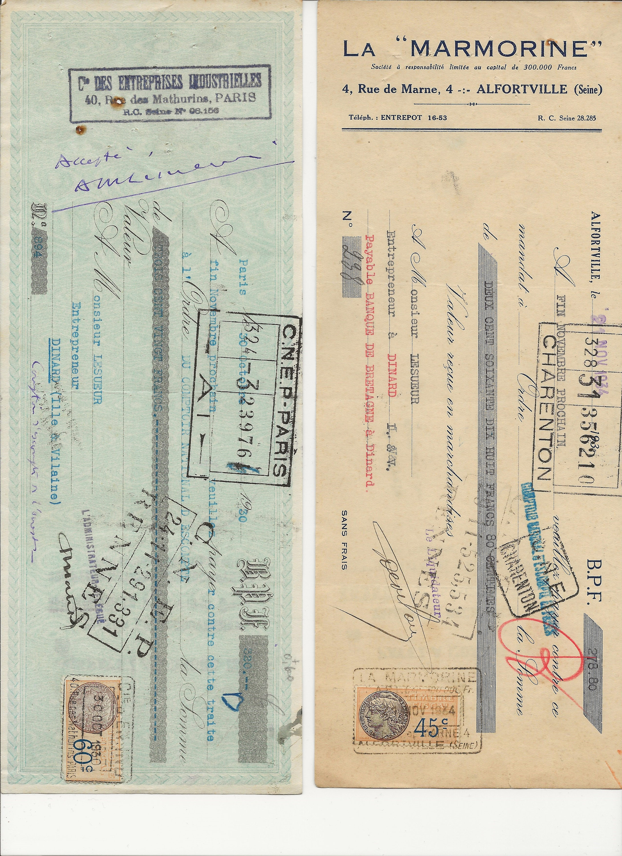 Vintage French Invoices (16) With Stamps Ephemera Letterhead Quittance ...