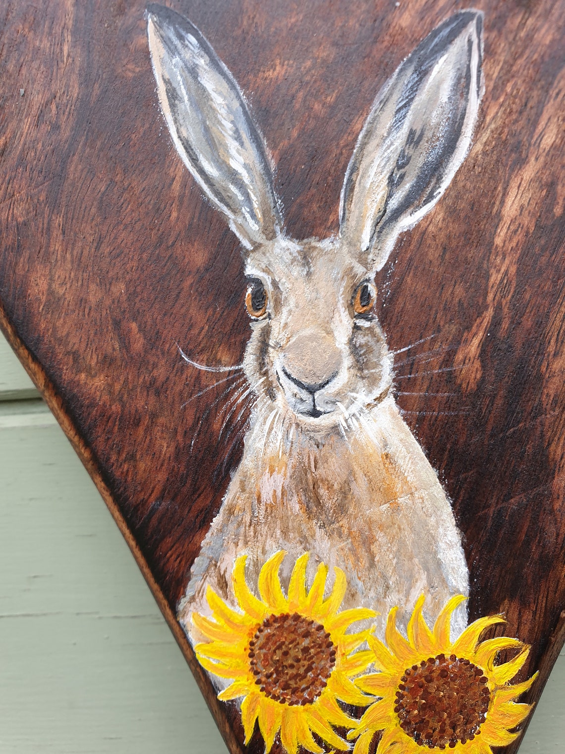 Wooden painted hare sign hare wall art hare painting hare | Etsy