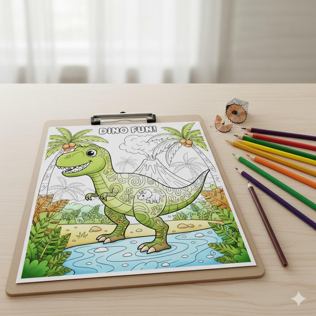 Printable Dinosaur Coloring Pages for Kids, Dino Fun Volume 1 - Etsy