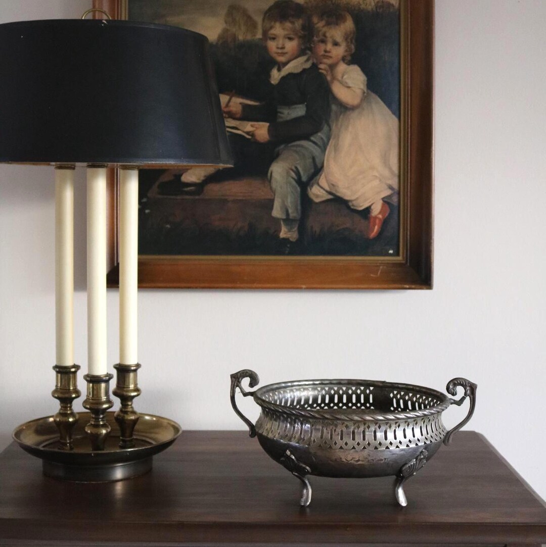 Victorian Silverplate Footed Bowl W/ Pierced Gallery & Ram’s Head ...
